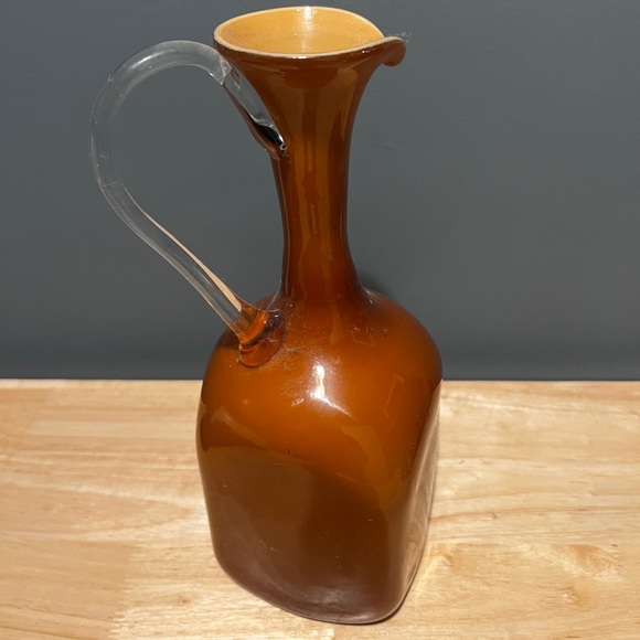 Ewer | Accents | Butterscotch Pinched Cased Glass Ewer Pitcher Vintage ...